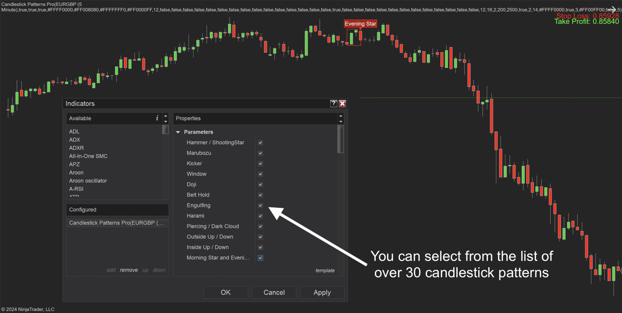 Candlestick Pattern Pro NT8 Indicator - Craft Indicators